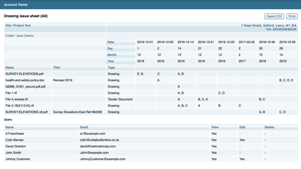 Automatic Drawing Register | Drawing register Software | Collabor8Online